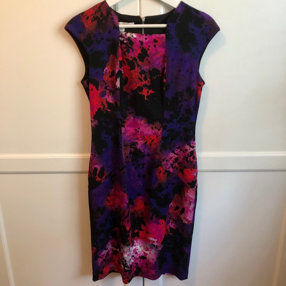 Maggy London Abstract Paint Splash Print Dress - Gem